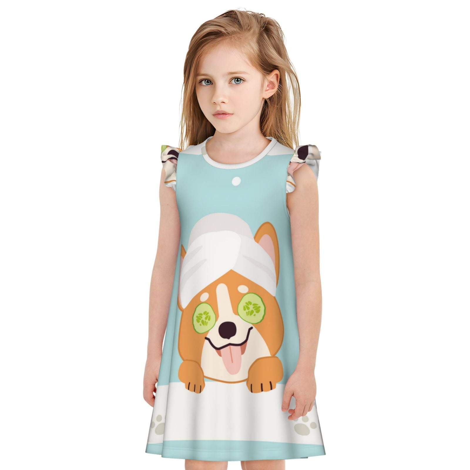 Goofa Corgi With Towel Ans Slice Cucumber Pattern Sweet & Sassy Girls ...