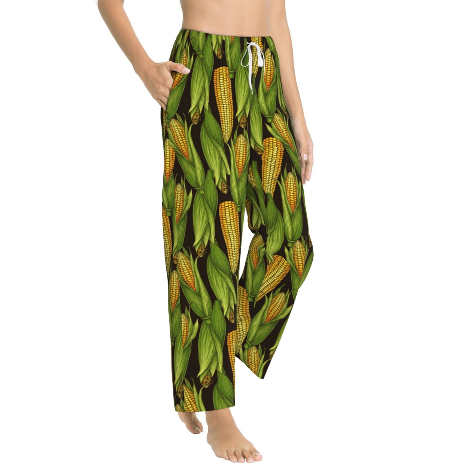 Goofa Corn 2 Printed Soft Pajama Pants for Women, Wide Leg Comfy Casual ...