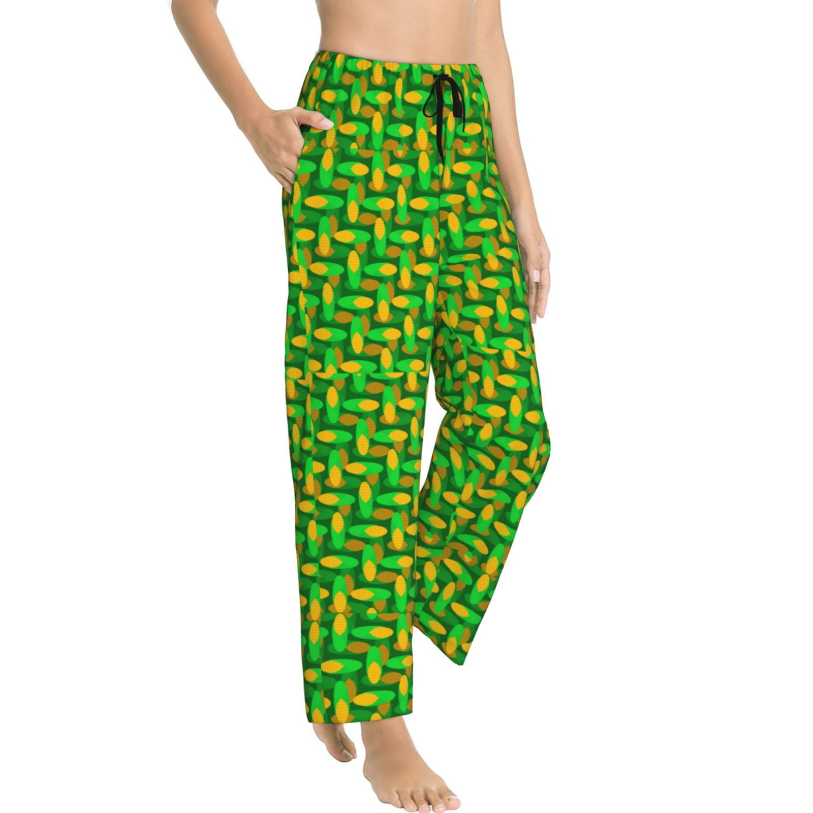Goofa Corn 4 Printed Soft Pajama Pants for Women, Wide Leg Comfy Casual ...