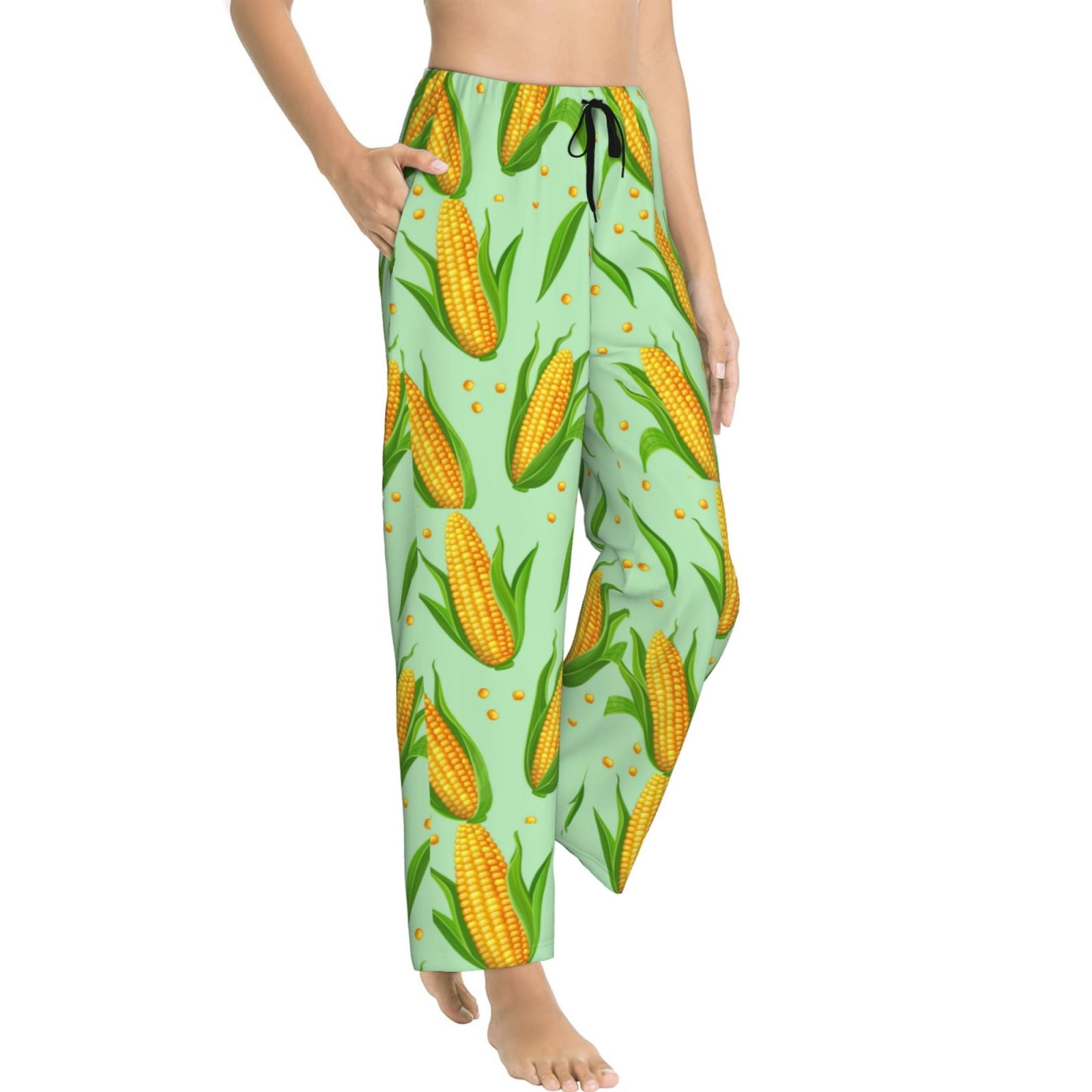 Goofa Corn 7 Printed Soft Pajama Pants for Women, Wide Leg Comfy Casual ...