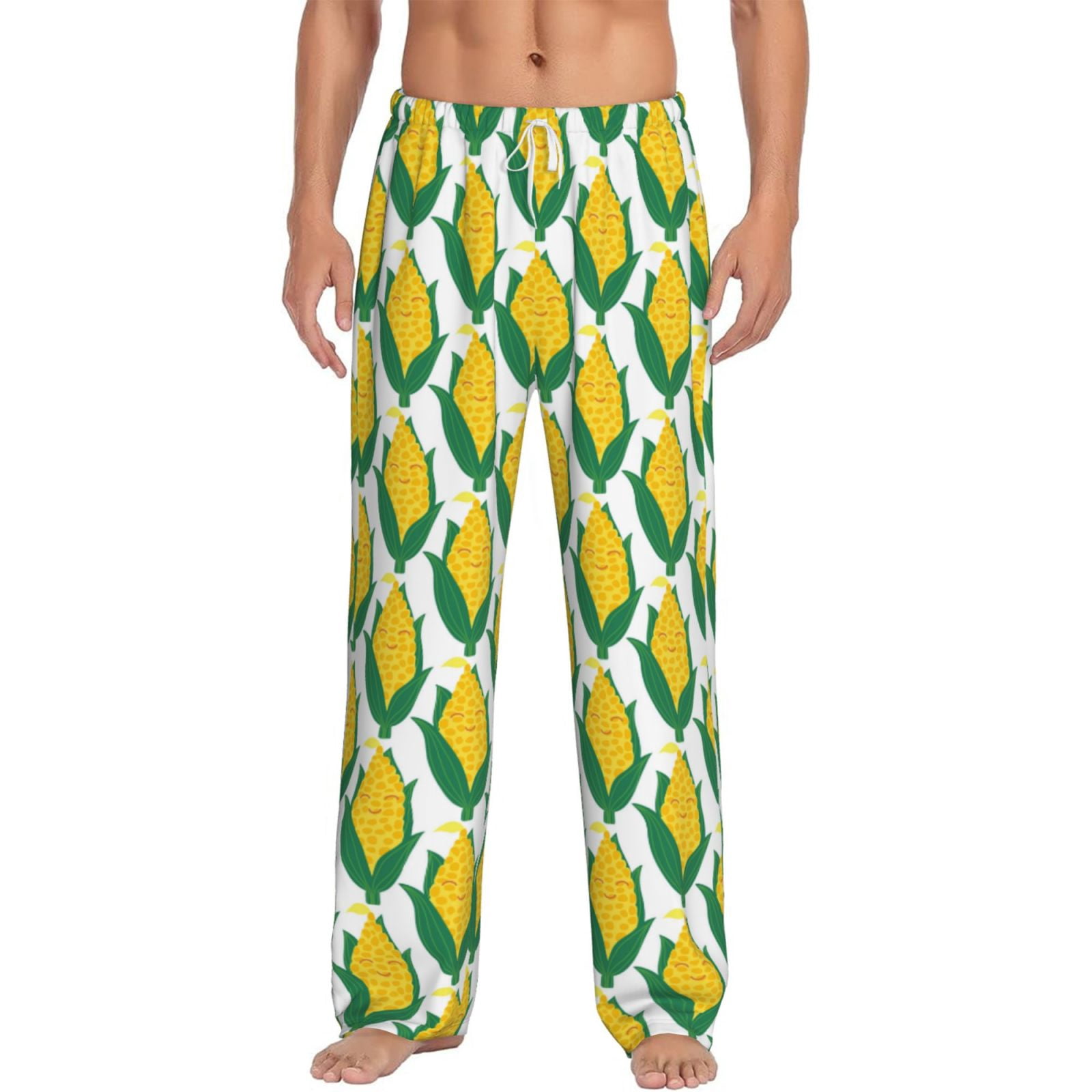 Goofa Corn Cob Pattern Printed Soft Pajama Pants for Men, Wide Leg ...