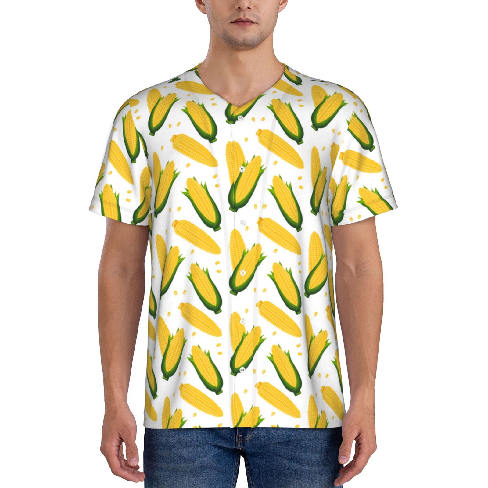 Goofa Corn On The Cob Pattern Mens Golf Shirt Baseball T-shirt Moisture ...