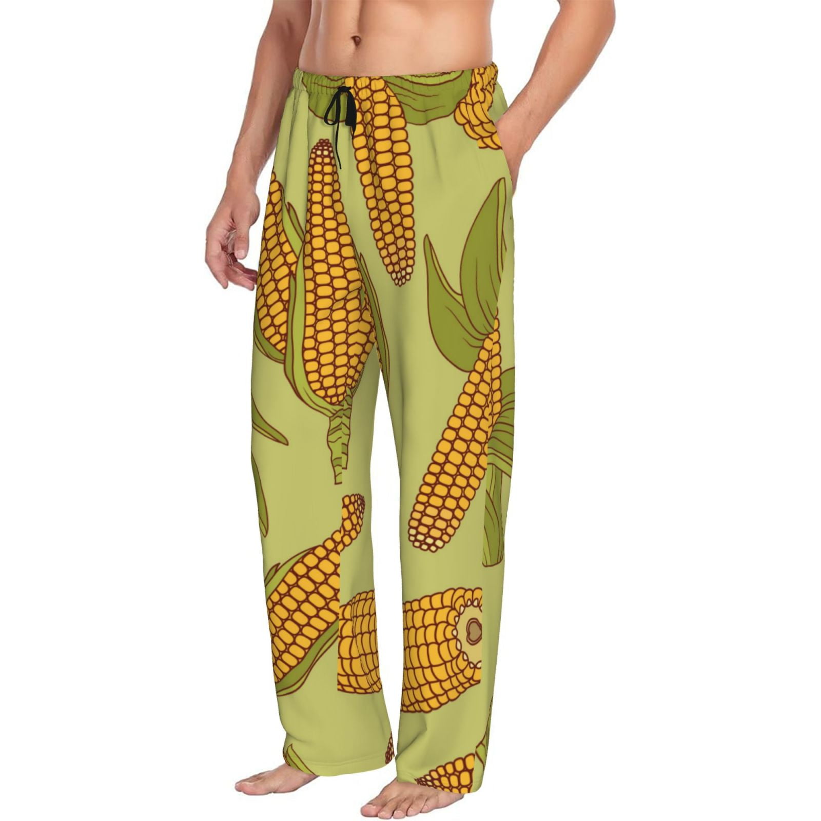 Goofa Corn Printed Soft Pajama Pants for Men, Wide Leg Comfy Casual ...