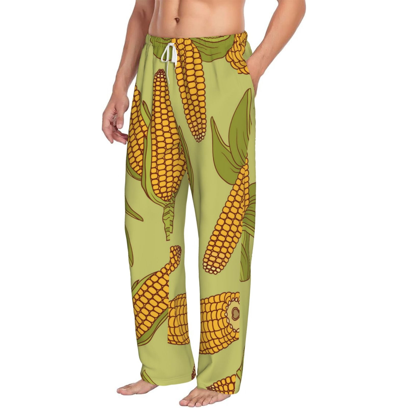 Goofa Corn Printed Soft Pajama Pants for Men, Wide Leg Comfy Casual ...
