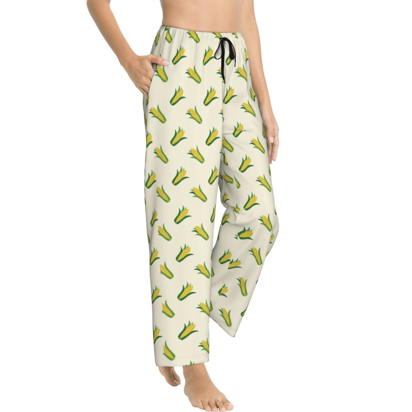 Goofa Corn Printed Soft Pajama Pants for Women, Wide Leg Comfy Casual ...