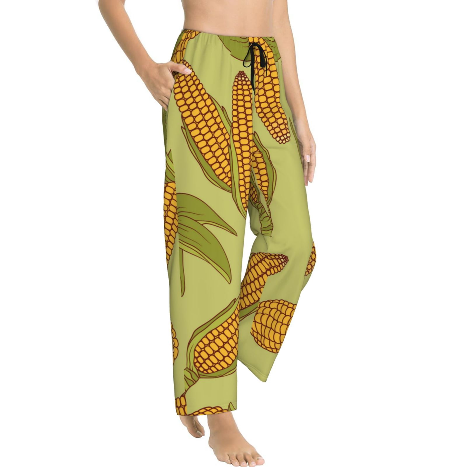 Goofa Corn Printed Soft Pajama Pants for Women, Wide Leg Comfy Casual ...