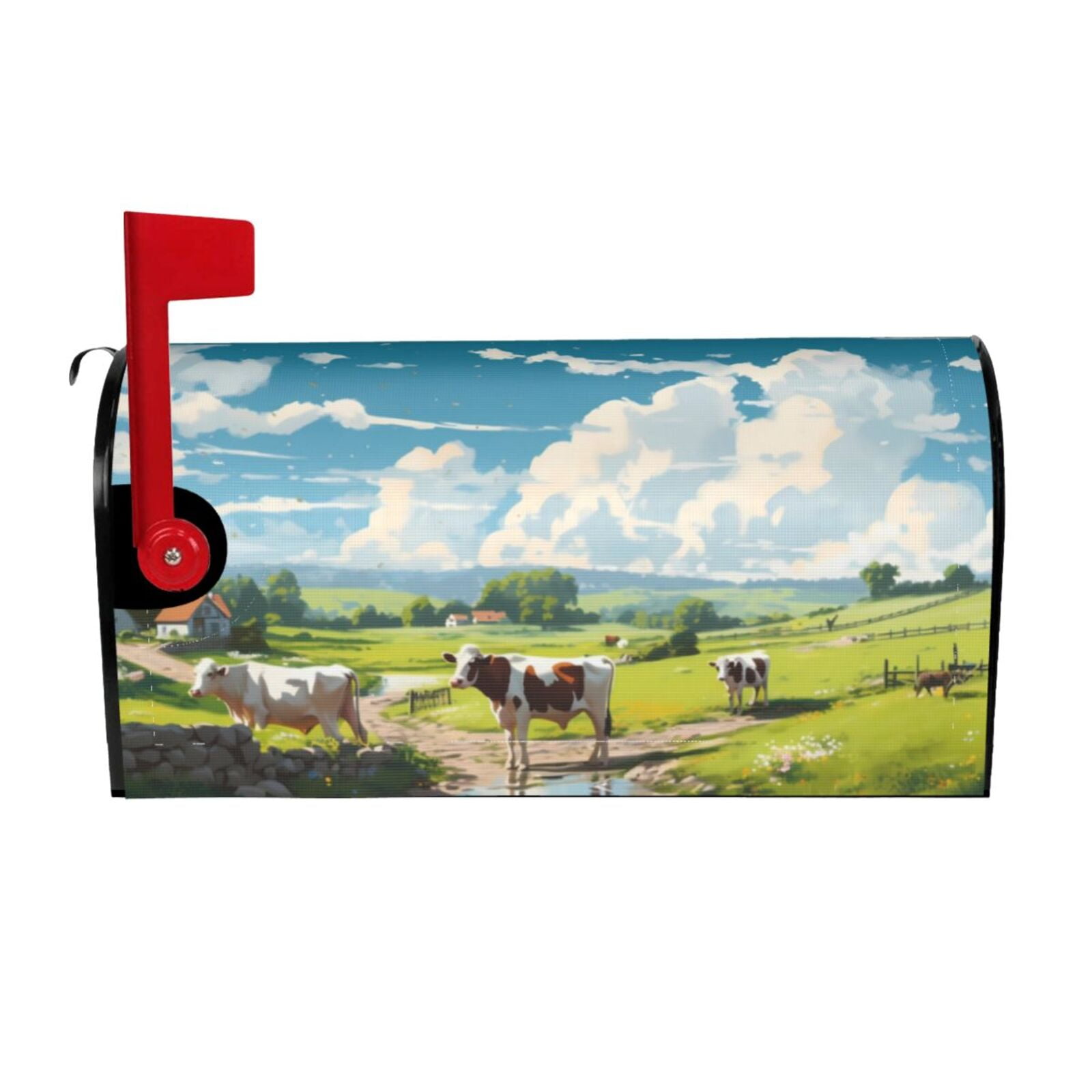 Goofa Countryside Farm Cow Pattern Mailbox Cover, Mailbox Decoration ...