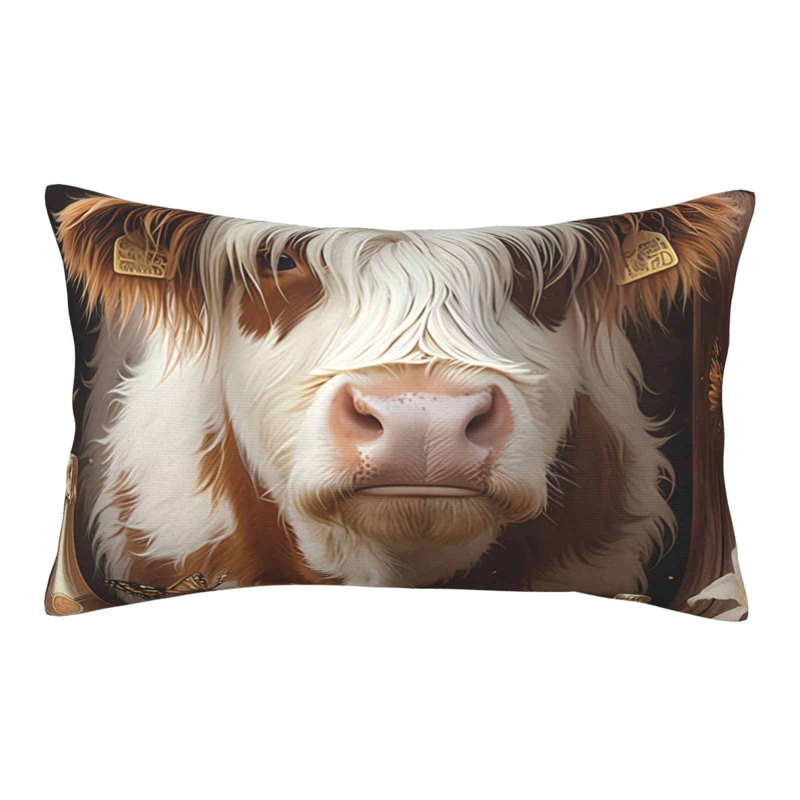 Goofa Cow With Butterflies Pattern Pillow Case – Plush & Soft Cushion ...