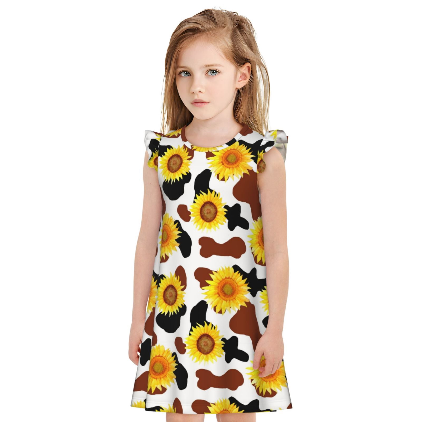 Goofa Cow Print Sunflower Pattern Sweet & Sassy Girls' Nightgowns ...