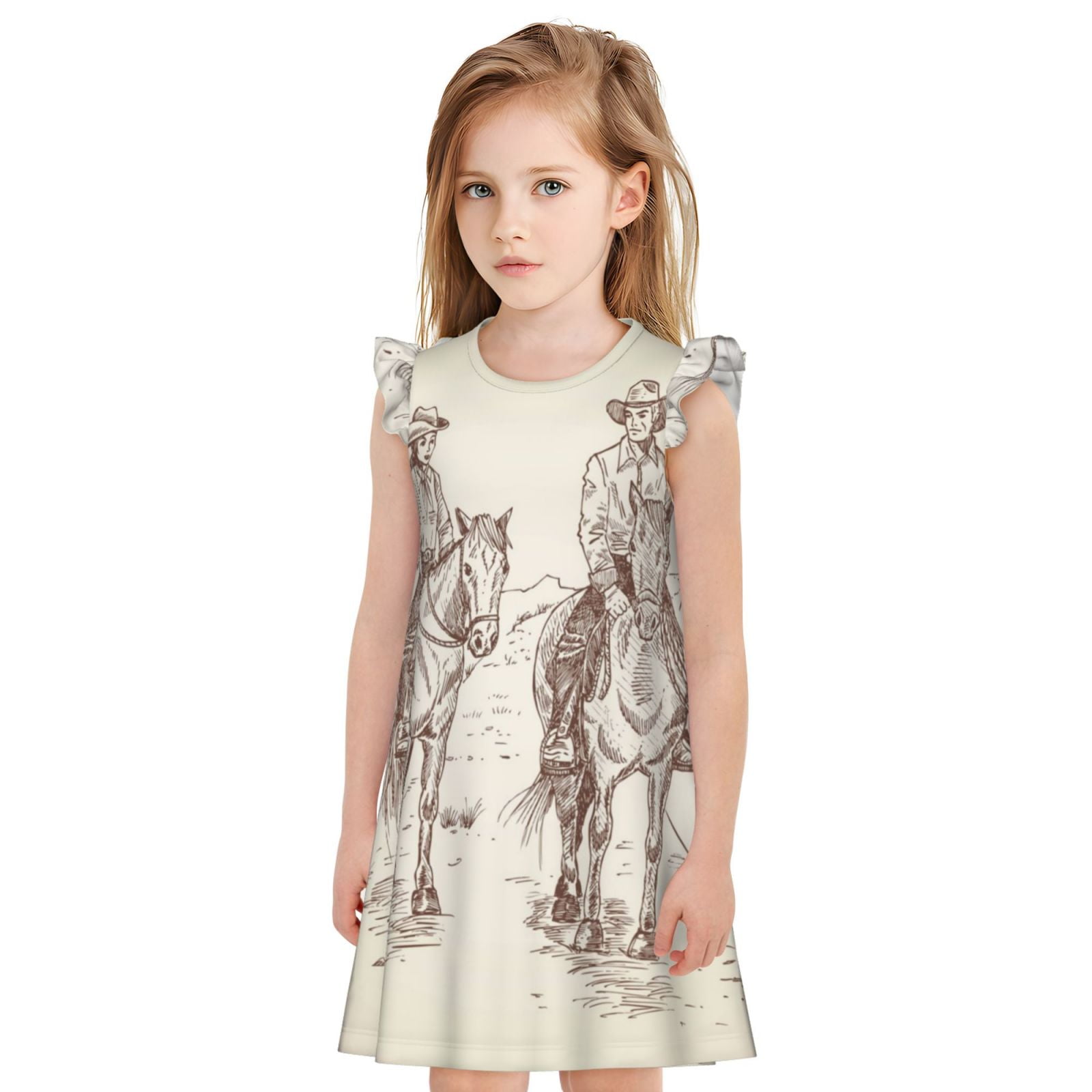 Goofa Cowboys Riding Horses In Desert Pattern Sweet & Sassy Girls ...