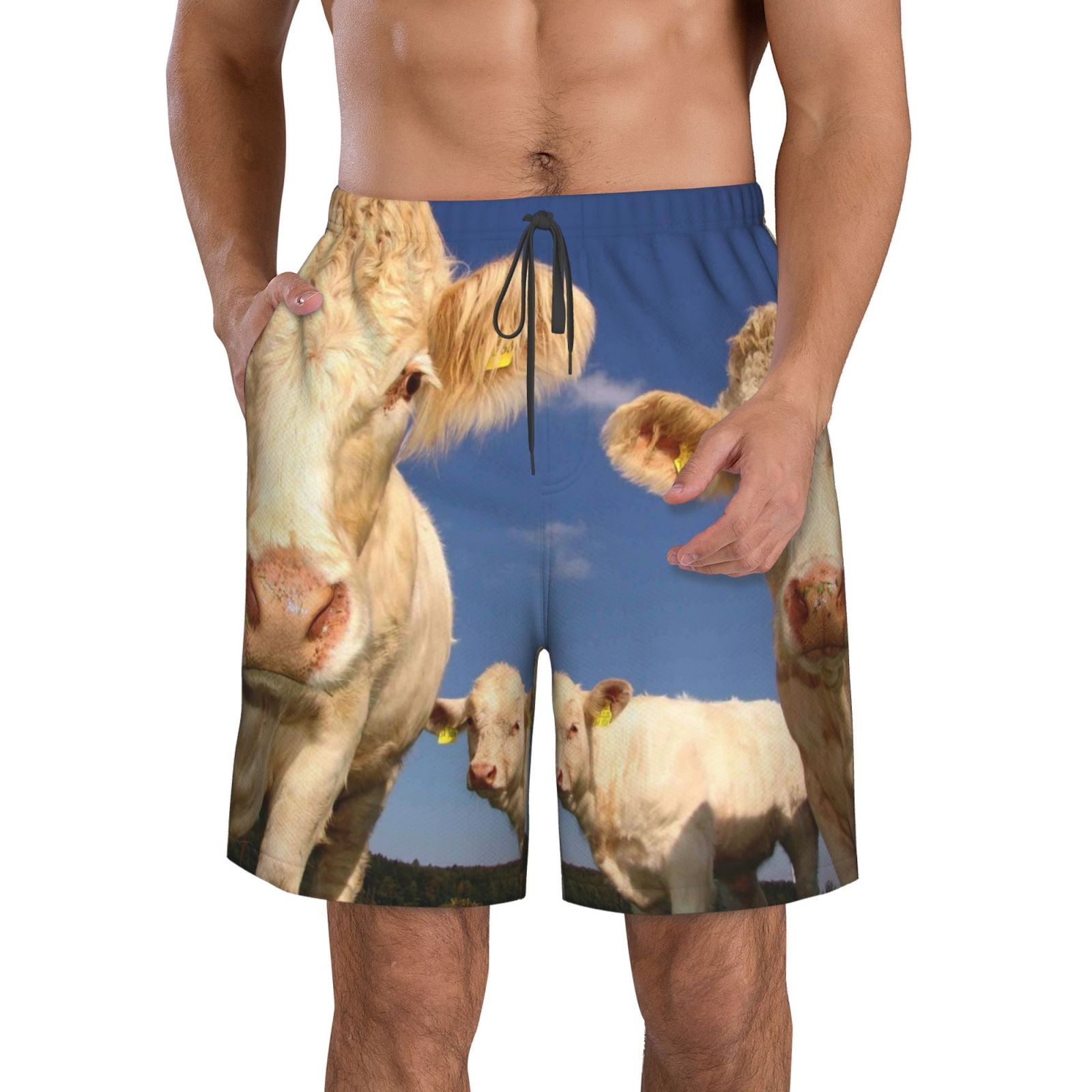 Goofa Cows Cattles Printed Mens Swim Trunks Summer Quick Dry Short ...