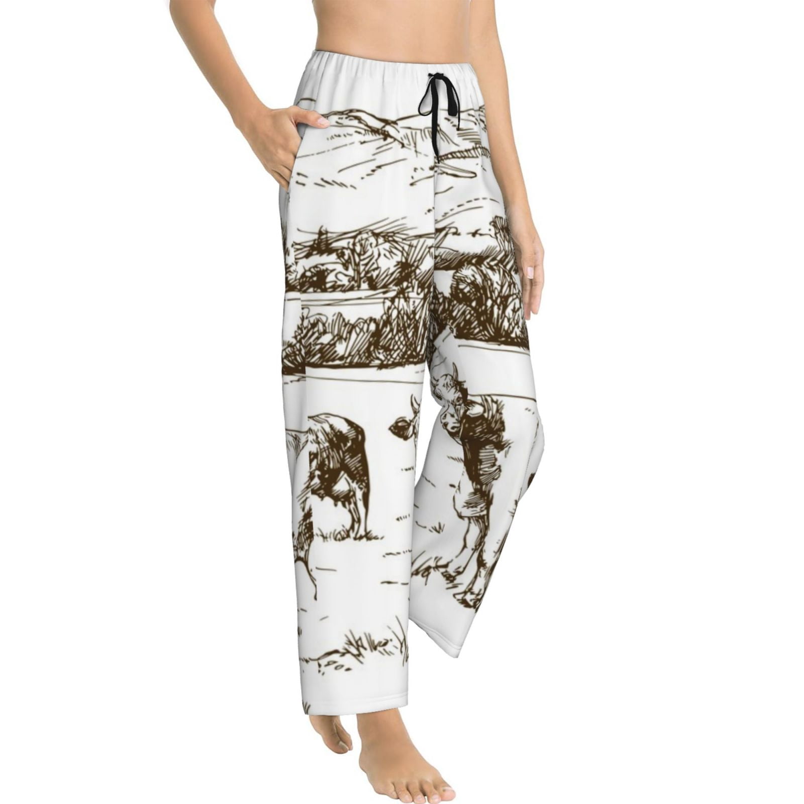 Goofa Cows Grazing On The Meadow 2 Printed Soft Pajama Pants for Women ...