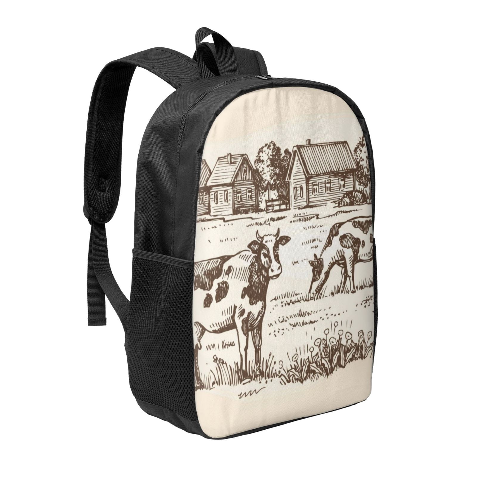 Goofa Cows On The Farm Pattern 17in Student Backpack - School, Travel ...