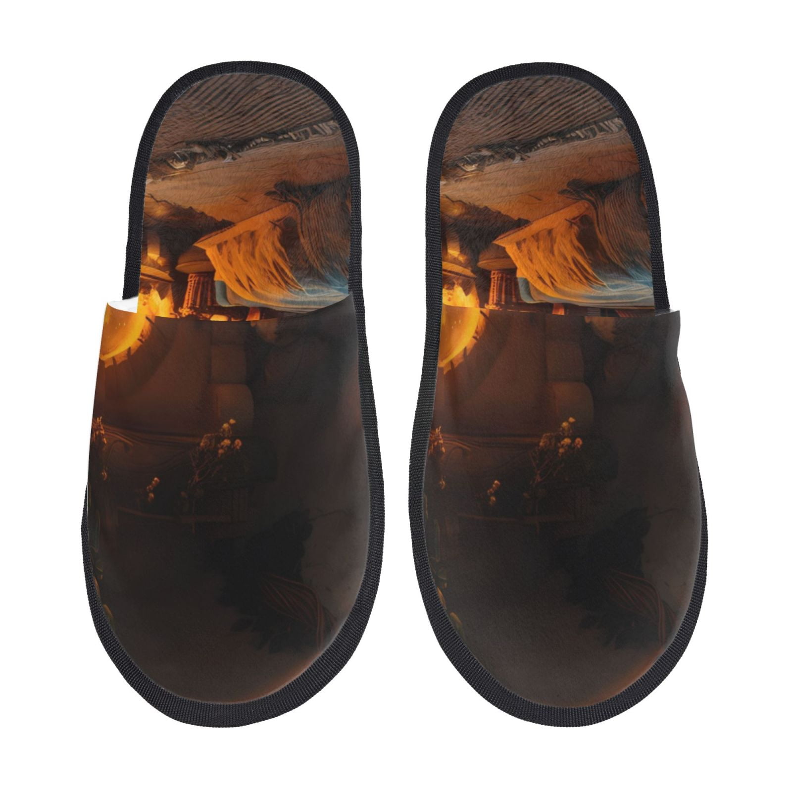 Goofa Cozy Tree Hole Cabin Pattern Plush Furry Slippers for Men & Women, Cozy Indoor House Shoes ...