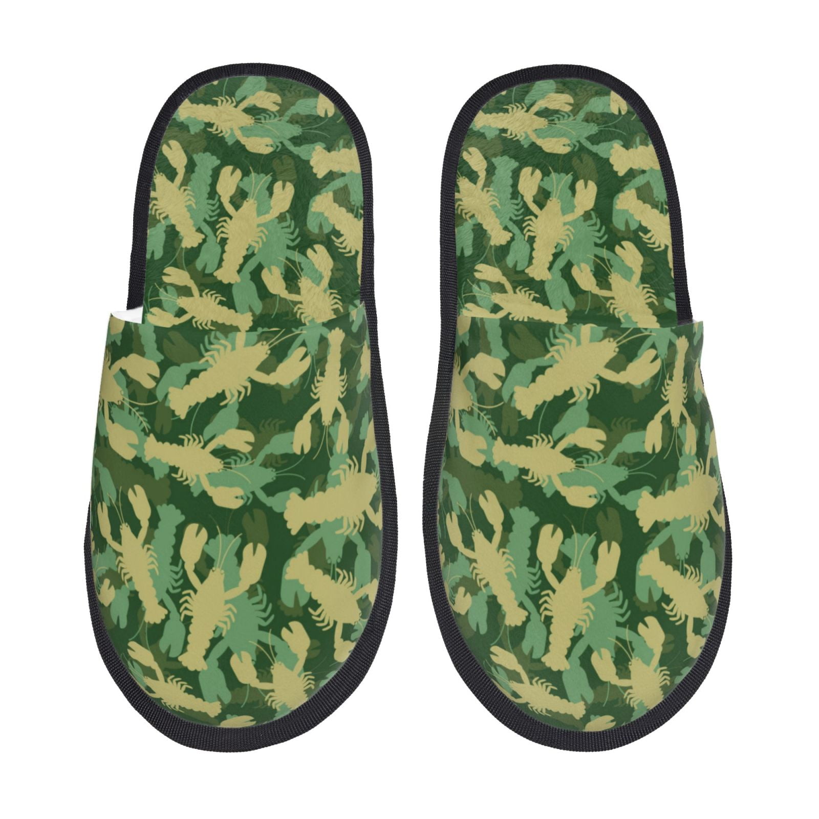 Goofa Crayfish Army Pattern Plush Furry Slippers for Men & Women, Cozy ...