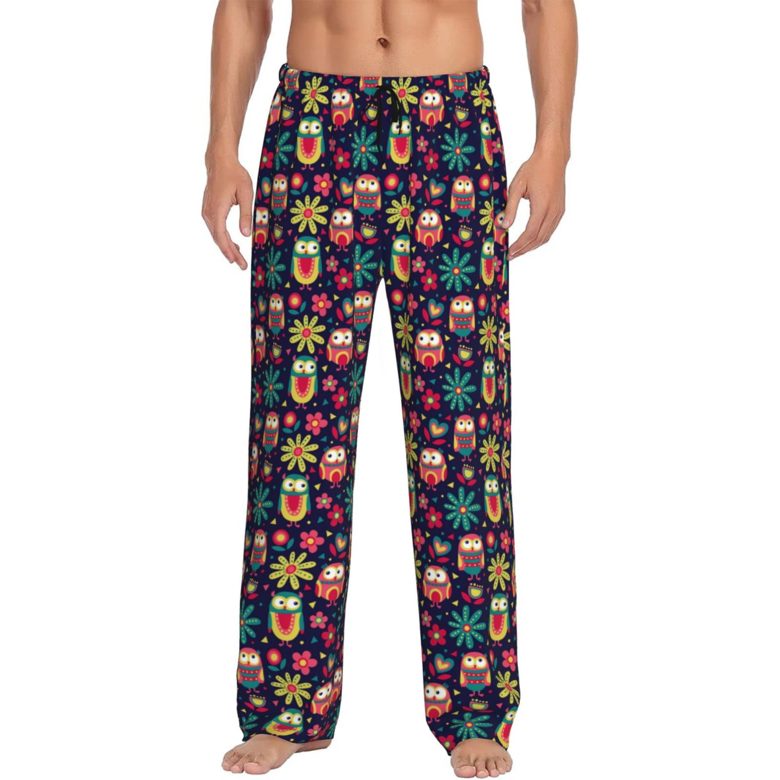 Goofa Cute Animal Pattern Printed Soft Pajama Pants for Men, Wide Leg ...