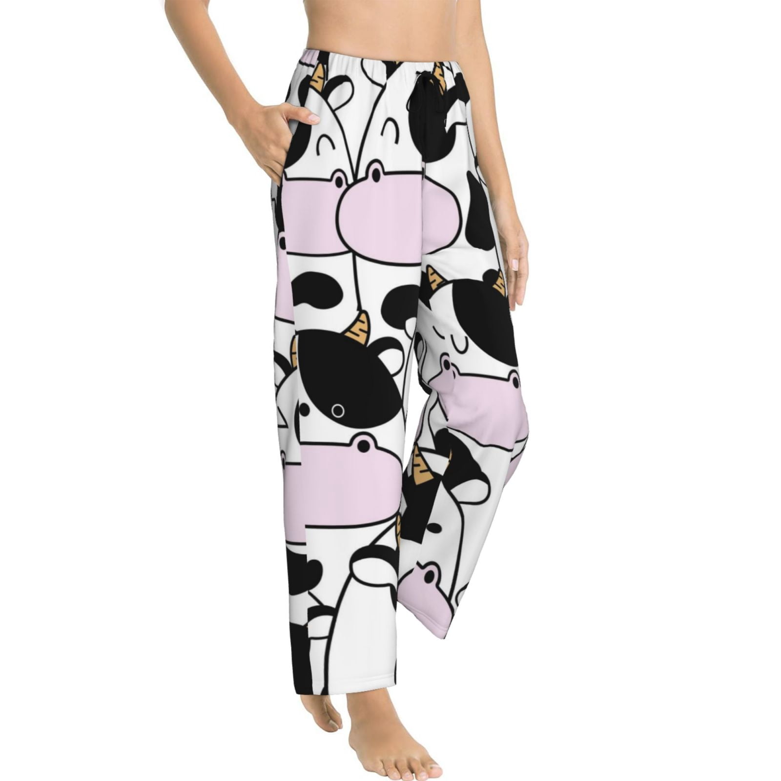 Goofa Cute Animal with Cow Printed Soft Pajama Pants for Women, Wide ...