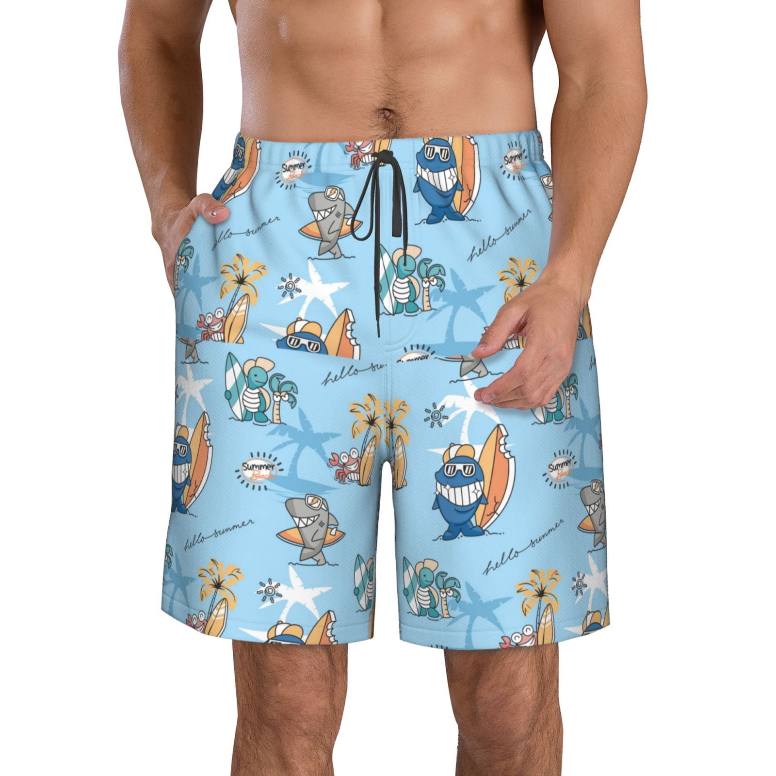 Goofa Cute Animals Surfers Printed Mens Swim Trunks Summer Quick Dry ...