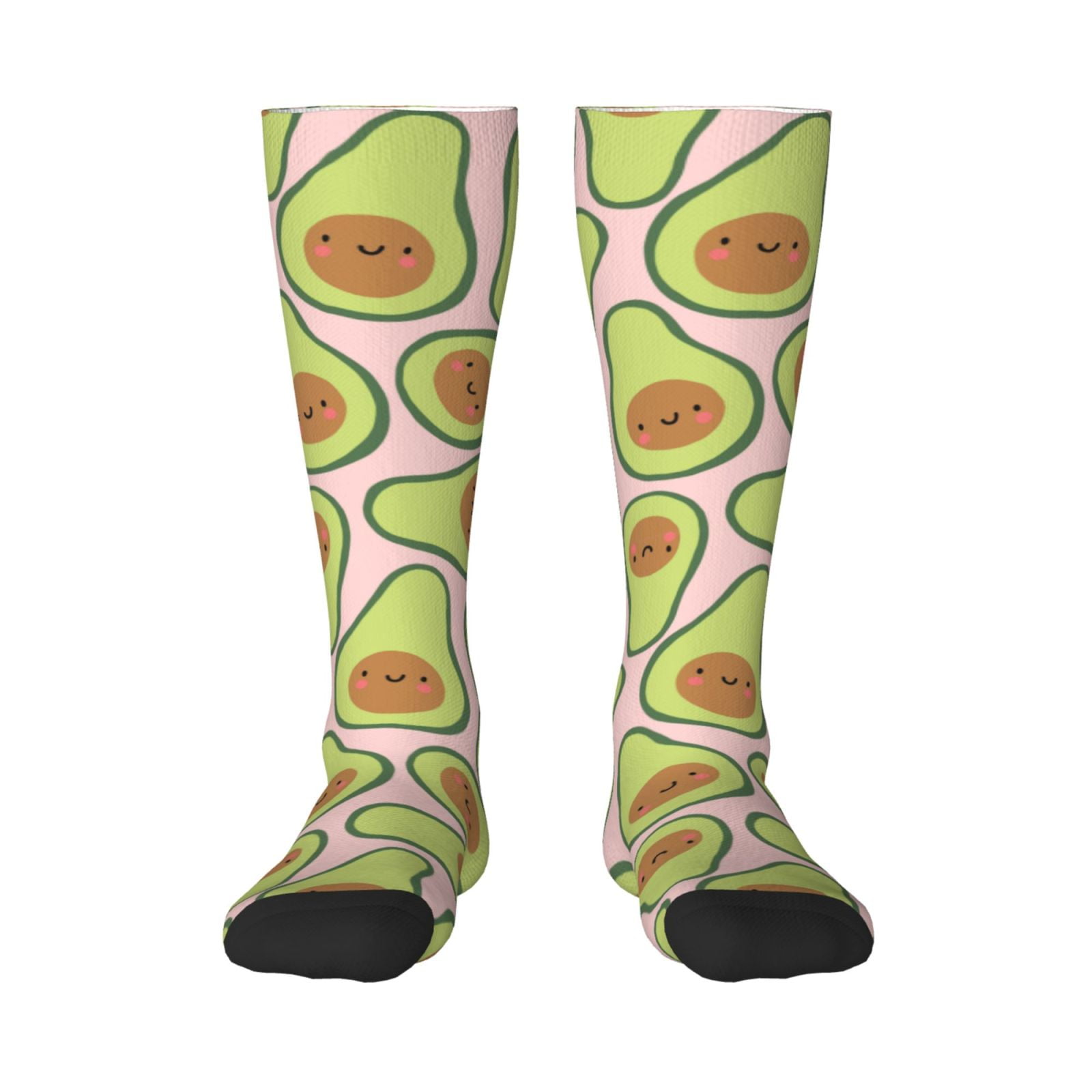 Goofa Cute Avocado Pattern Adult Stockings, Color-Block Knee High Socks ...