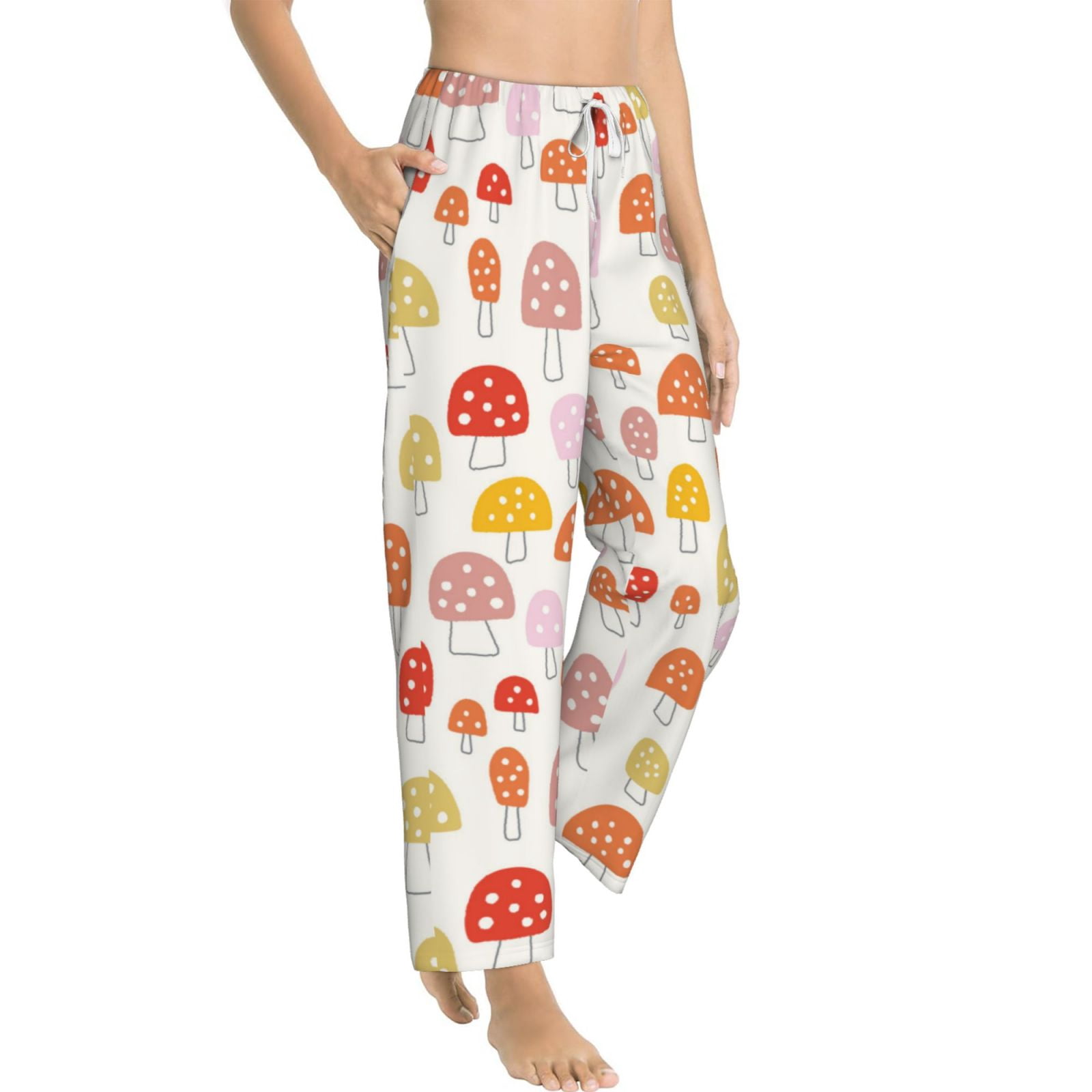 Goofa Cute Cartoon Mushrooms Printed Soft Pajama Pants for Women, Wide ...