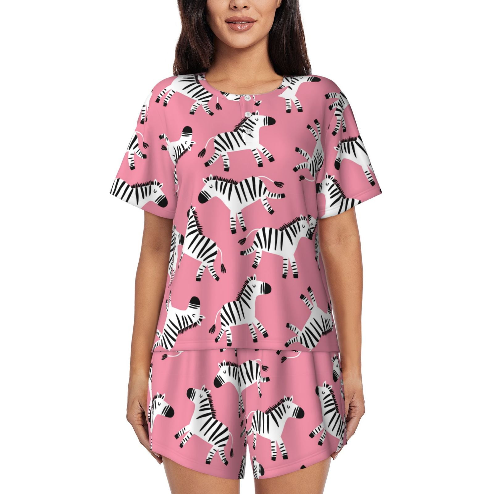 Goofa Cute Cartoon Zebra for Womens Cotton 2 Piece Pajamas Set Classic ...