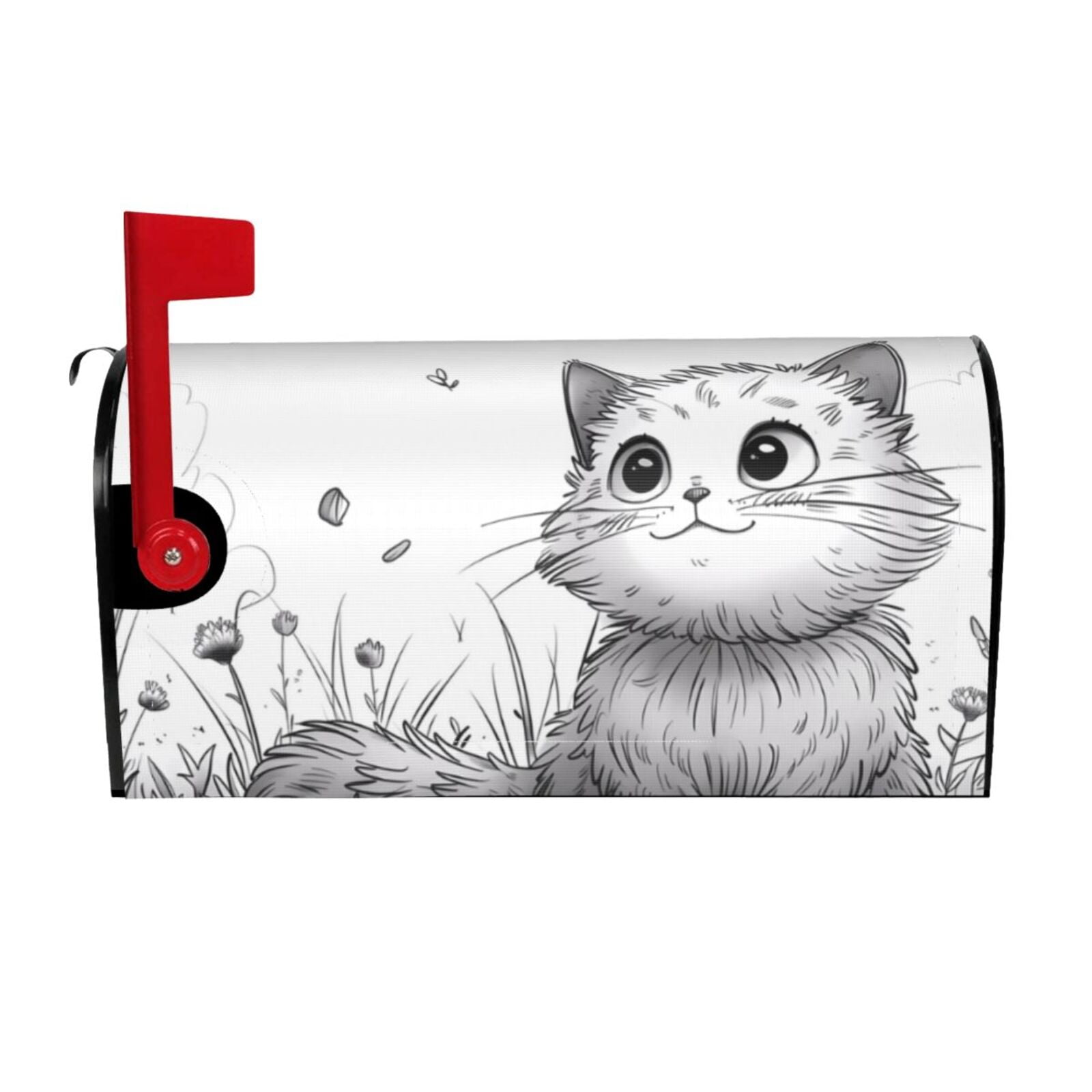 Goofa Cute Cat Meadow Sketch Pattern Mailbox Cover, Mailbox Decoration ...