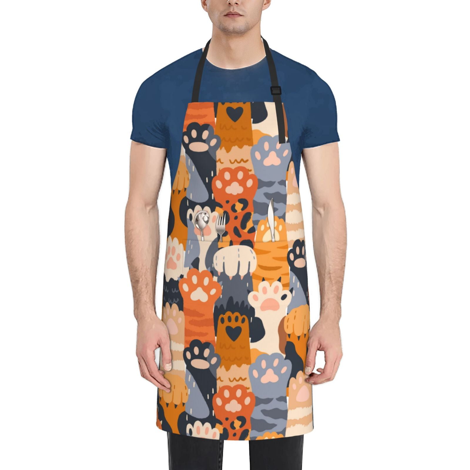 Goofa Cute Cat Paw Printed Waterproof Apron 33" Chef Aprons for Men ...