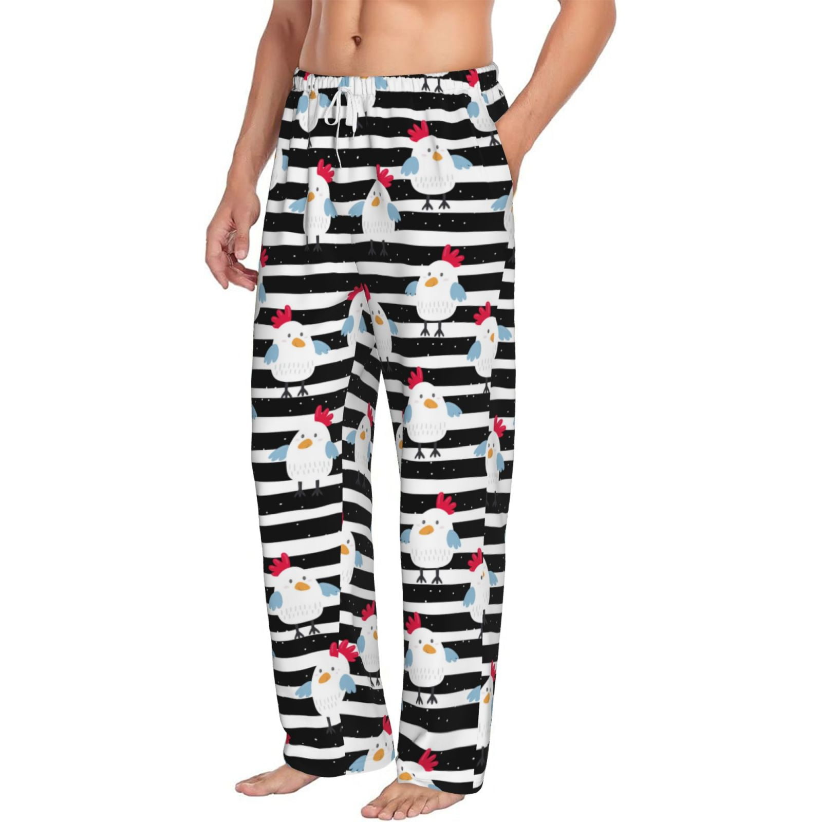 Goofa Cute Chicken Printed Soft Pajama Pants for Men, Wide Leg Comfy ...