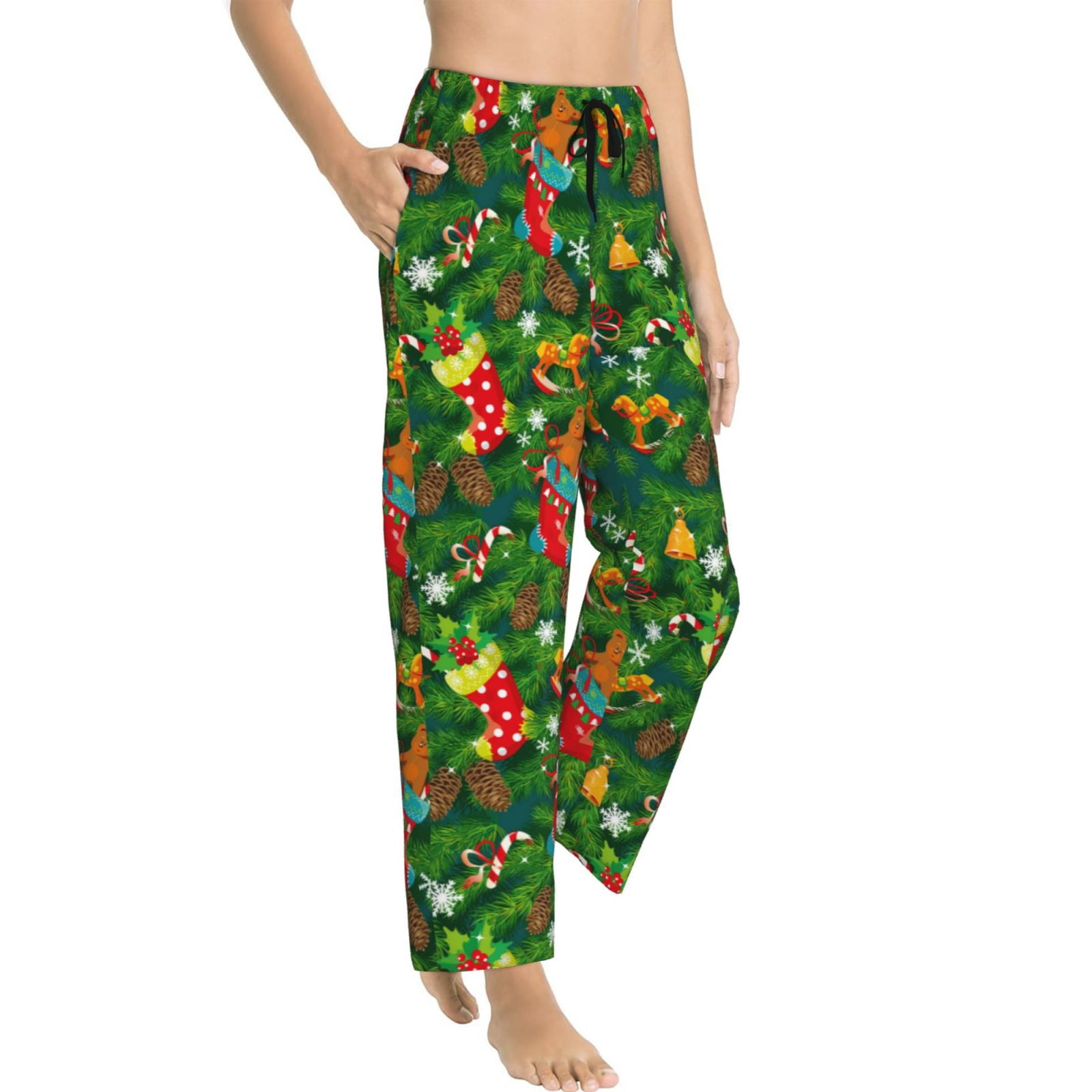 Goofa Cute Christmas Stocking Bear Printed Soft Pajama Pants for Women ...