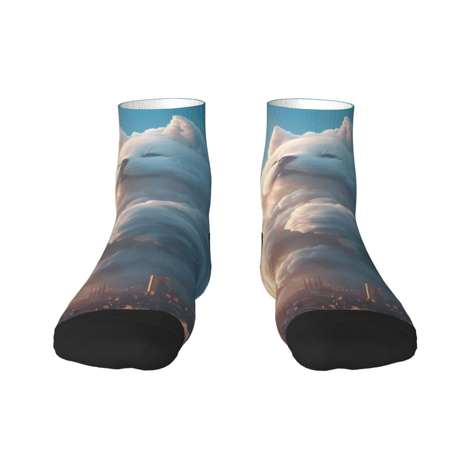 Goofa Cute Cloud Cat Pattern Non Slip Socks with Grips for Elderly ...