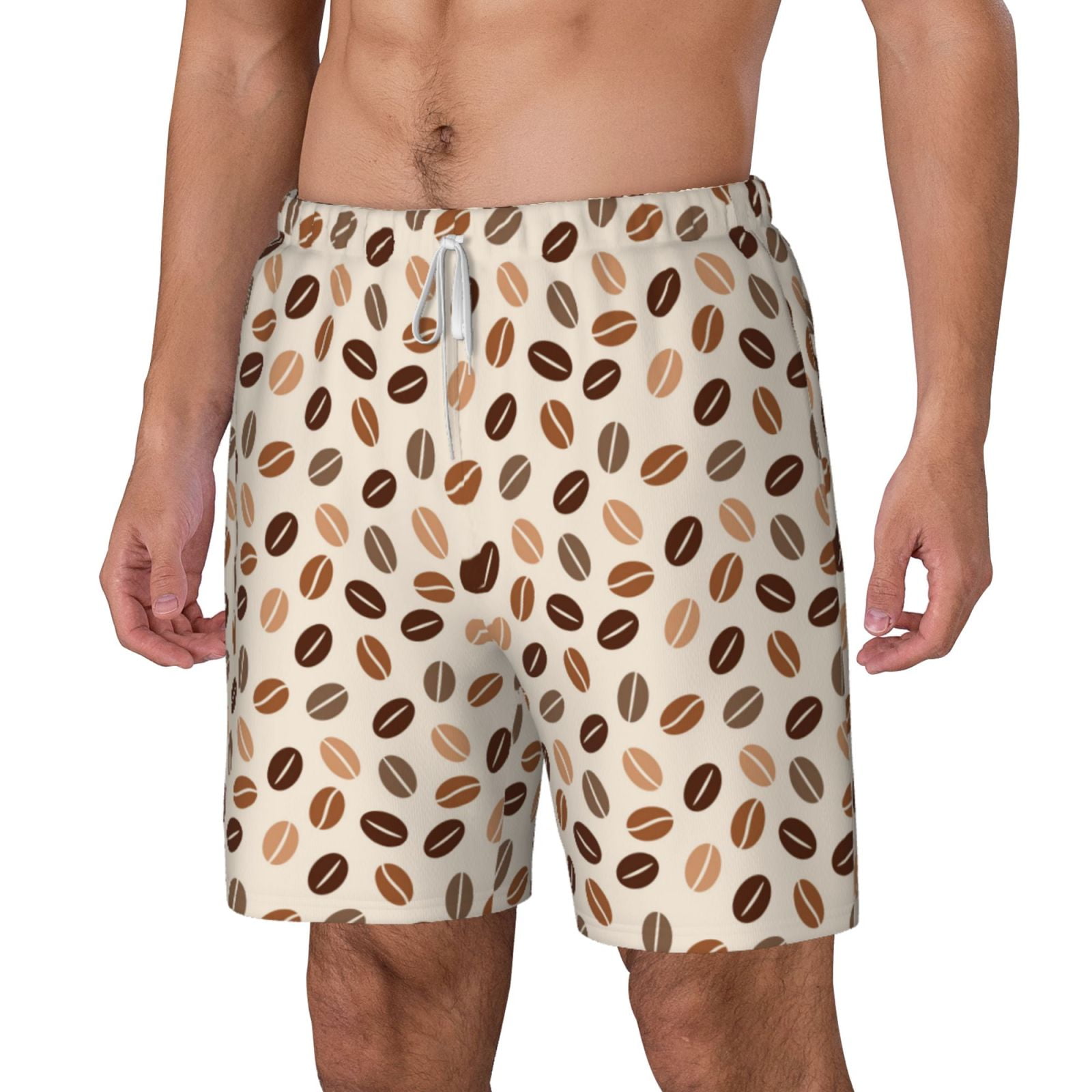 Goofa Cute Coffee Bean Print Printed Men's Swim Trunks Board Shorts ...