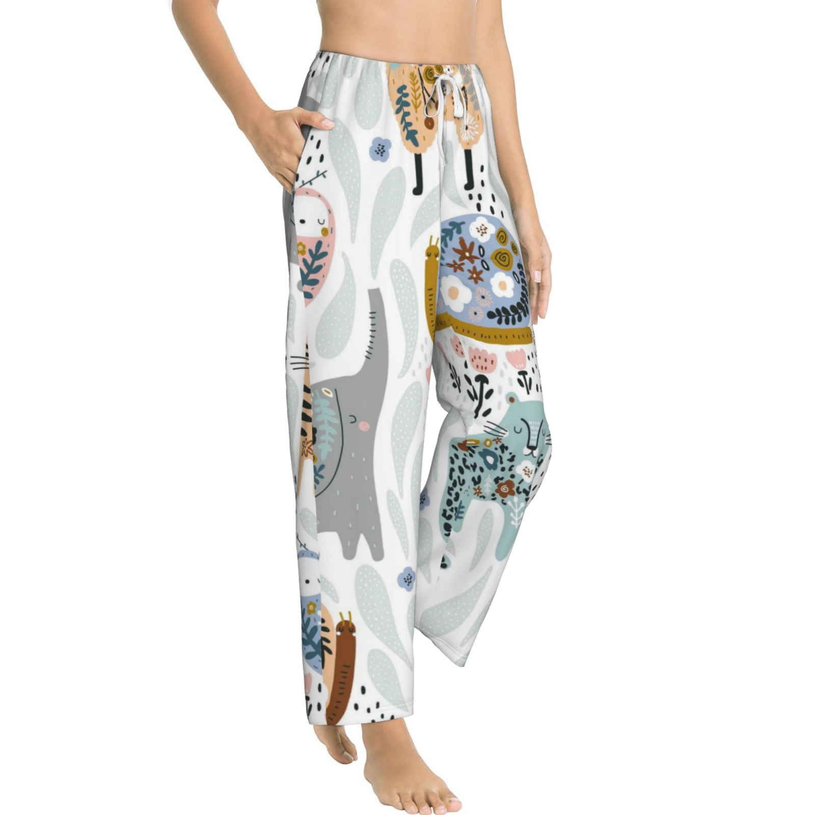 Goofa Cute Colorful Animal Printed Soft Pajama Pants for Women, Wide ...