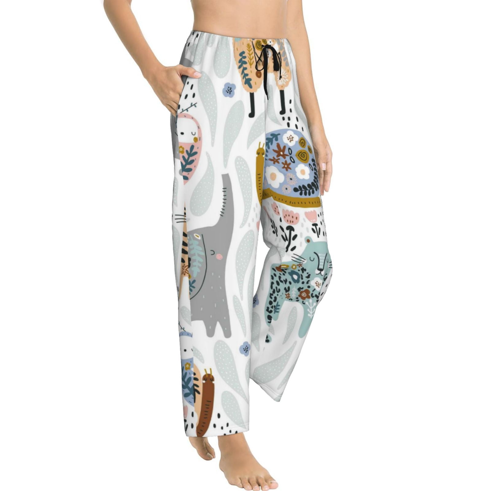 Goofa Cute Colorful Animal Printed Soft Pajama Pants for Women, Wide ...