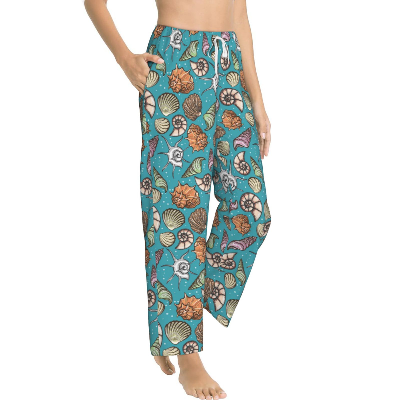 Goofa Cute Conch Printed Soft Pajama Pants for Women, Wide Leg Comfy ...