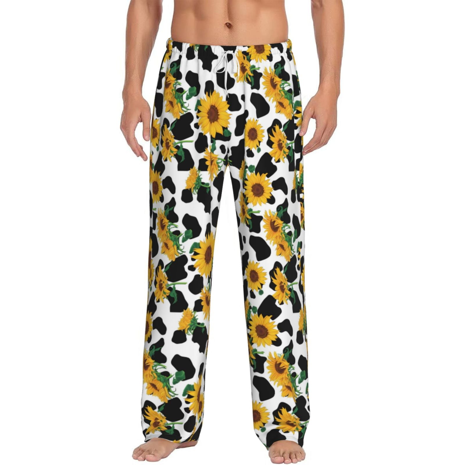 Goofa Cute Cow Print Sunflower A Pattern Printed Soft Pajama Pants for ...