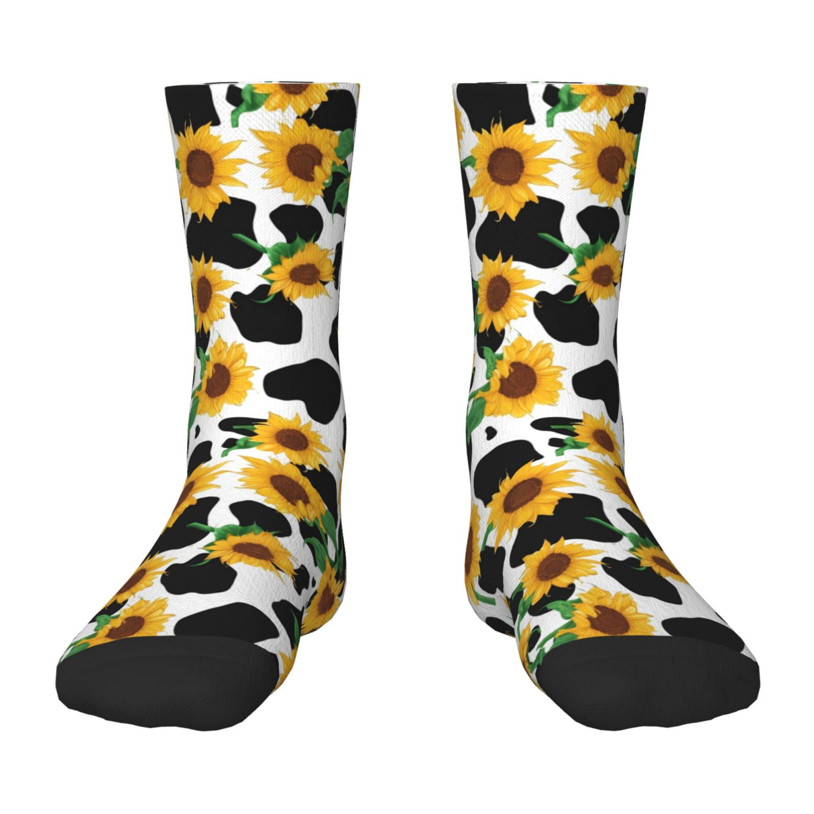 Goofa Cute Cow Print Sunflower C Pattern Children's Crew Socks, Kids' Daily Wear and Sports ...