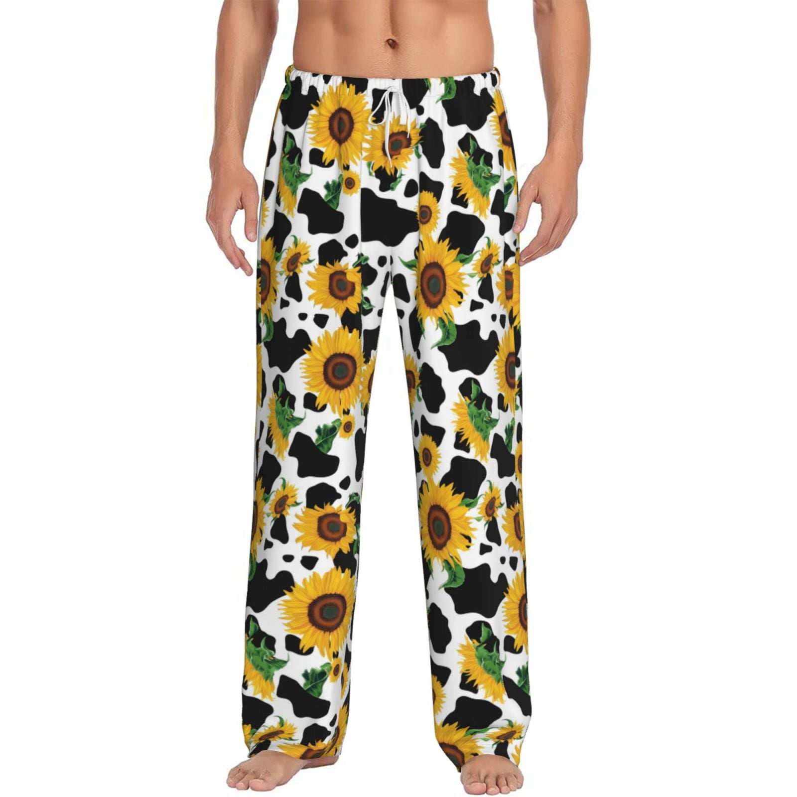 Goofa Cute Cow Print Sunflower D Pattern Printed Soft Pajama Pants for ...
