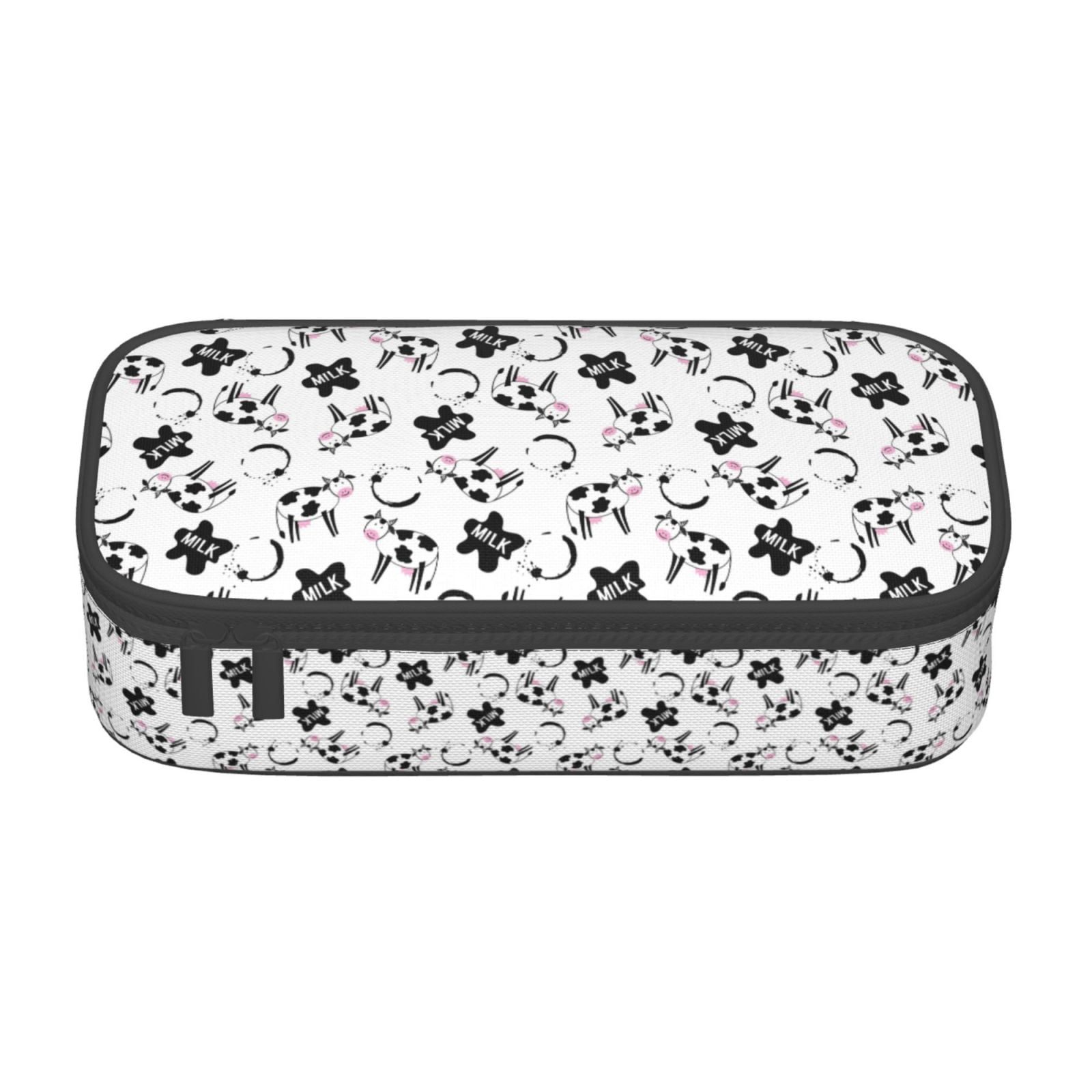Goofa Cute Cow and Milk Stains Pattern Pencil Case, Multi- Slot Pencil ...