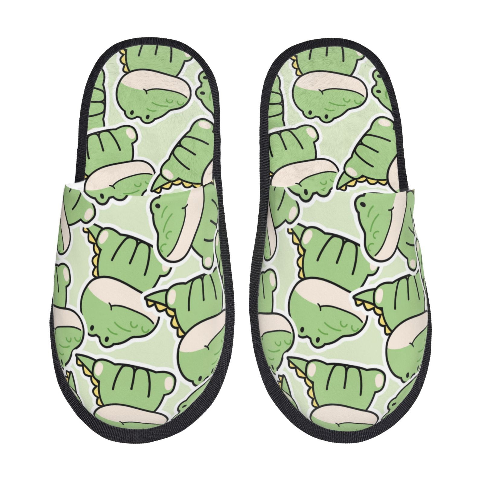 Goofa Cute Crocodile Pattern Plush Furry Slippers for Men & Women, Cozy ...