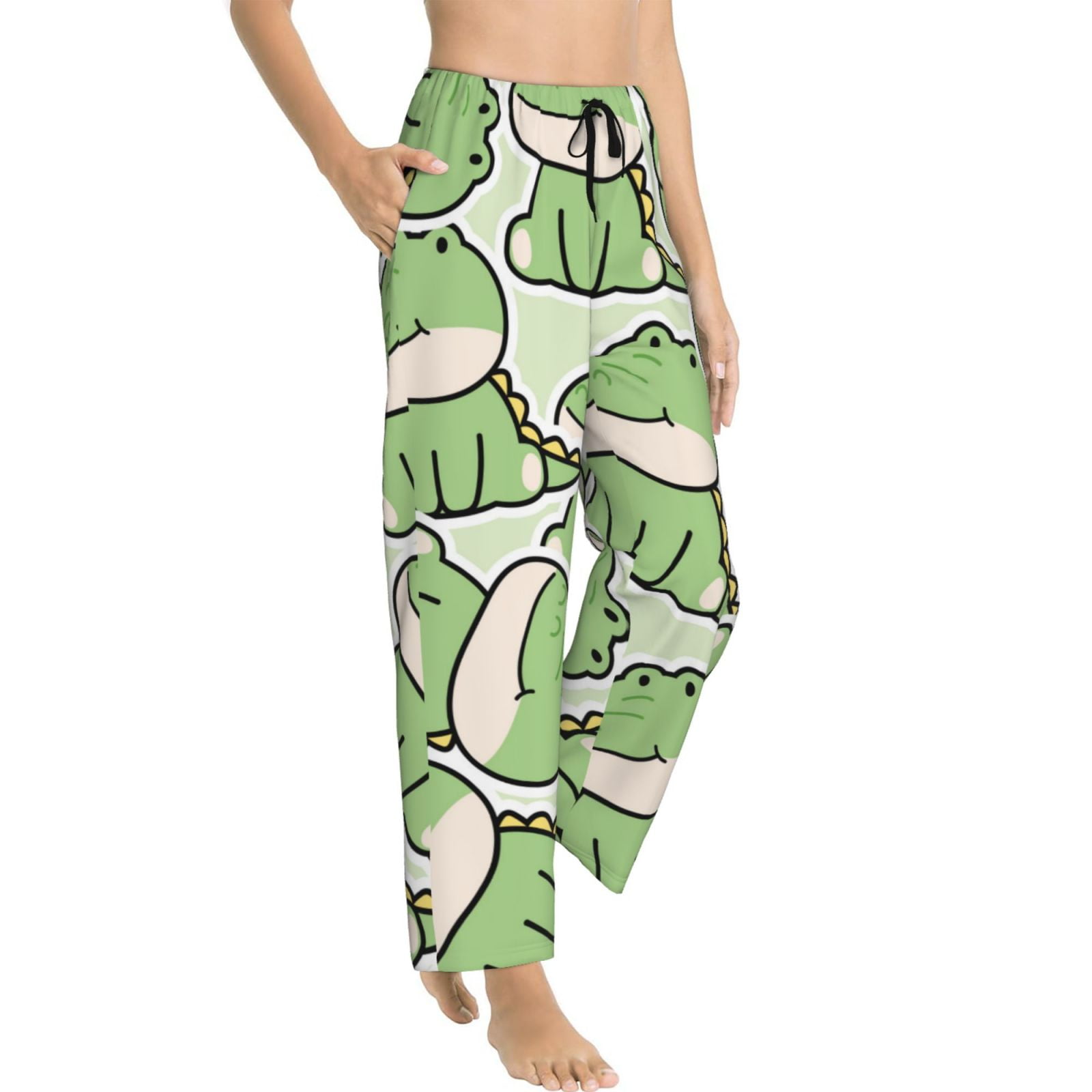 Goofa Cute Crocodile Printed Soft Pajama Pants for Women, Wide Leg ...