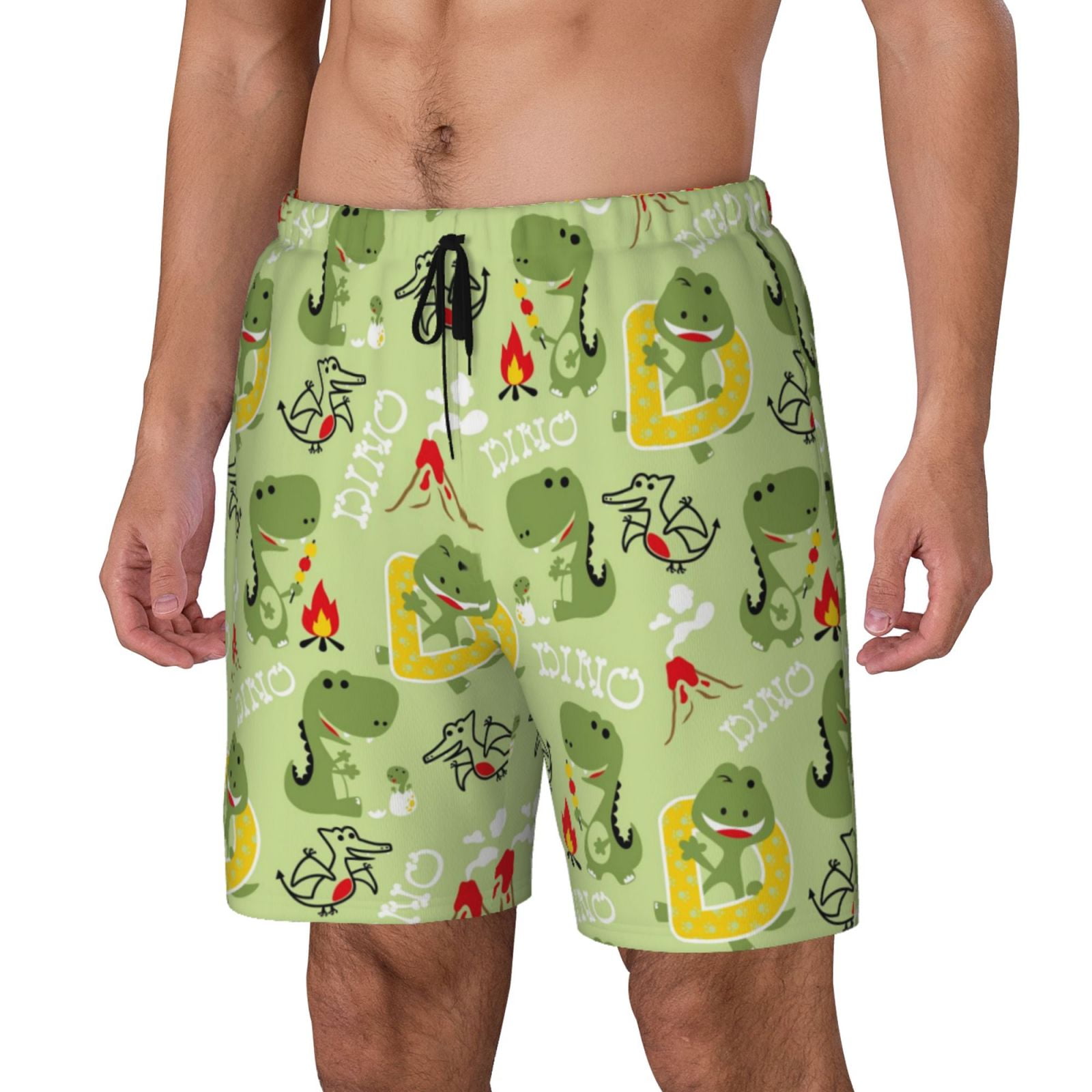 Goofa Cute Dinosaurs Cartoon Printed Men's Swim Trunks Board Shorts ...