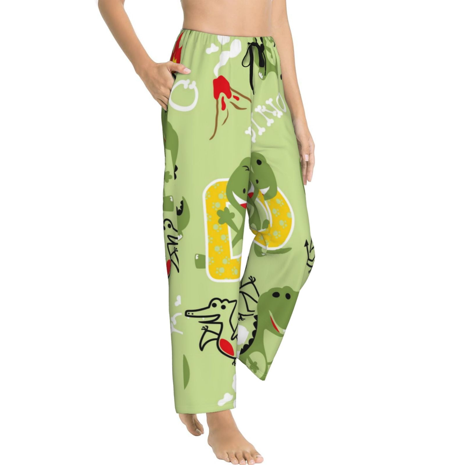 Goofa Cute Dinosaurs Cartoon Printed Soft Pajama Pants for Women, Wide ...