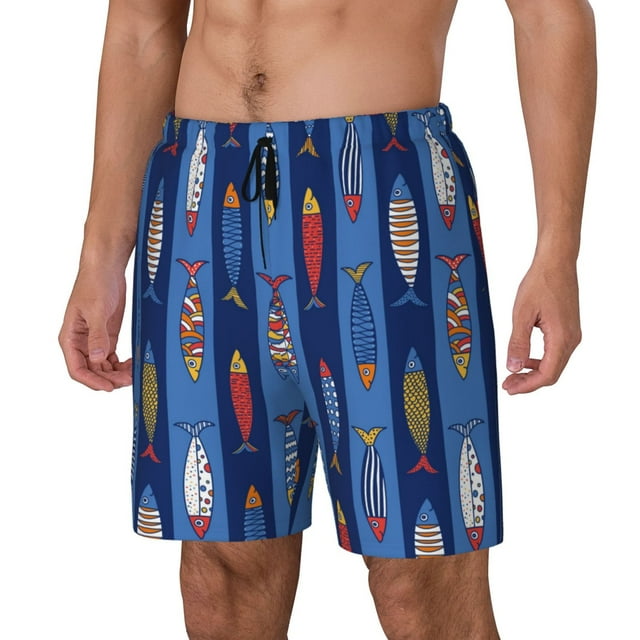 Goofa Cute Fish Printed Men's Swim Trunks Board Shorts Quick Dry Mens ...