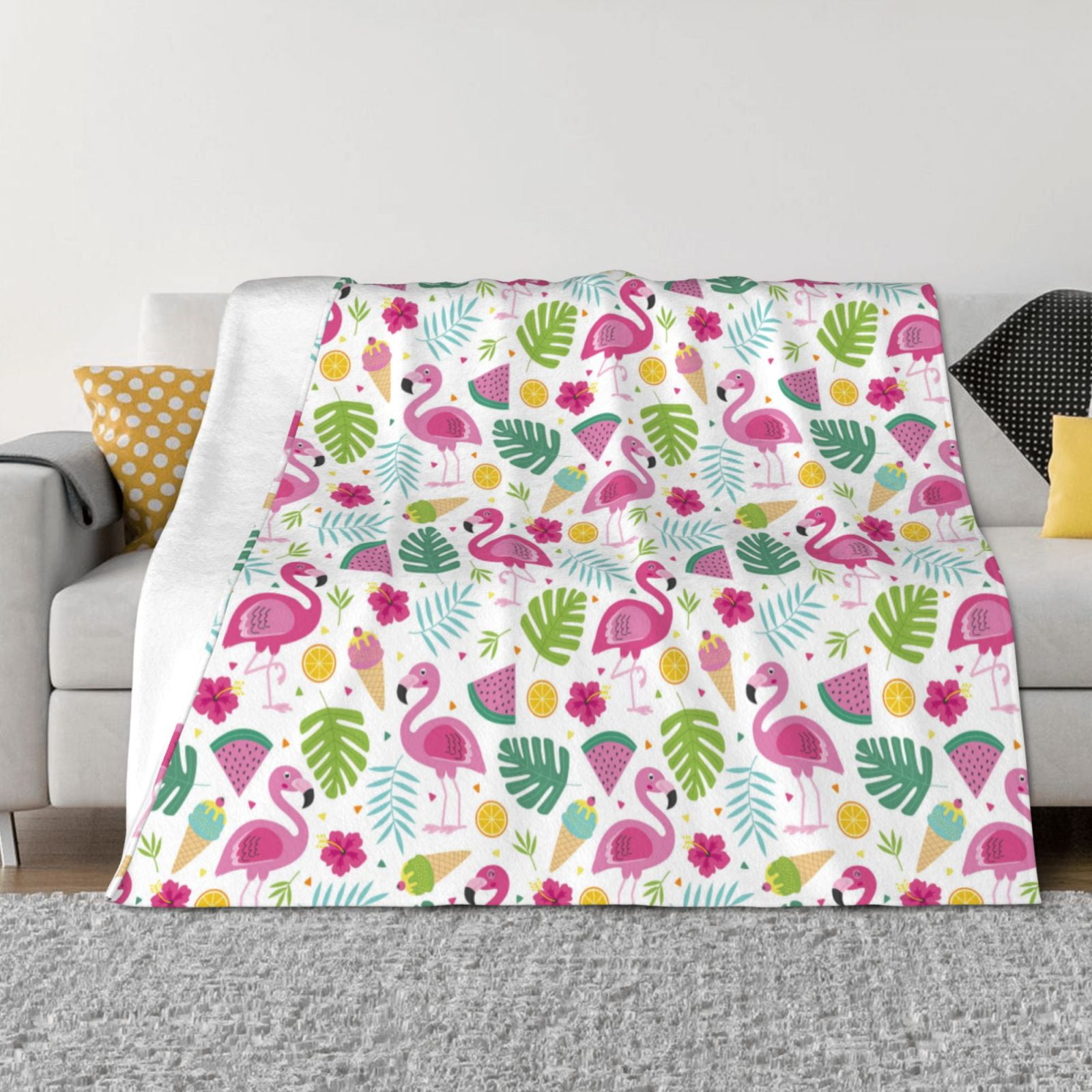 Goofa Cute Flamingo Pattern Fleece Throw Blanket for Couch, Soft ...