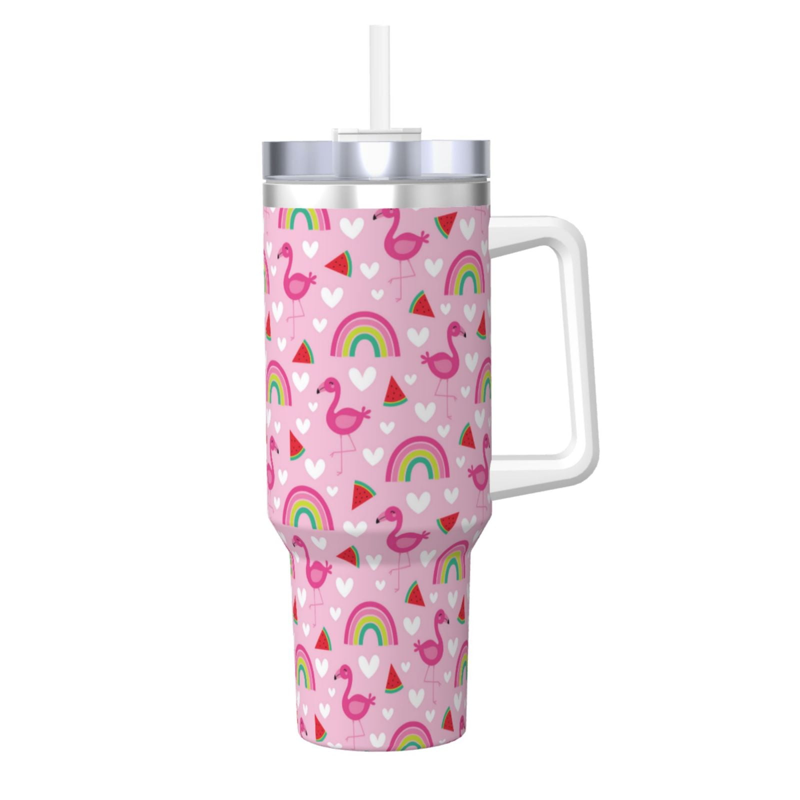 Goofa Cute Flamingo Print 40oz Ice Bully With Handle And Straw ...