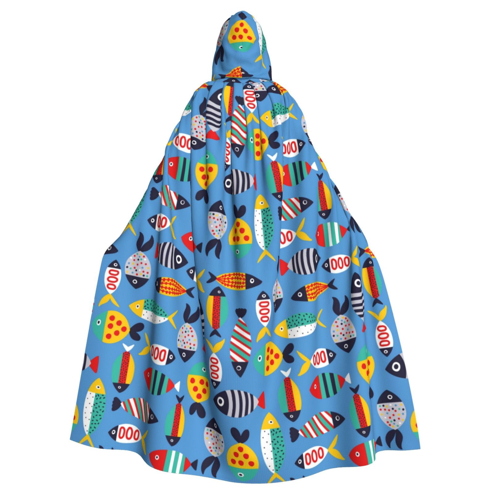 Goofa Cute Flat Fish Pattern Hooded Cloak, Halloween Costume Cloak ...