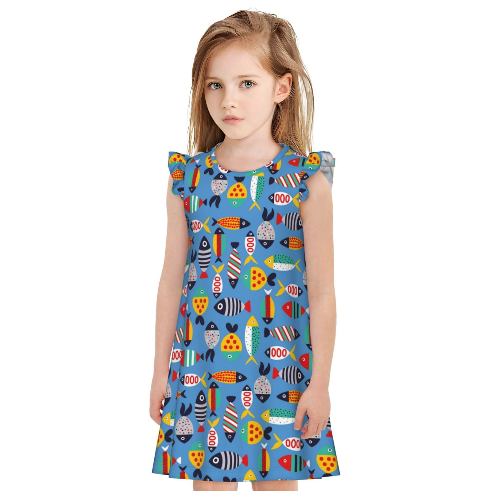 Goofa Cute Flat Fish Pattern Sweet & Sassy Girls' Nightgowns - Short ...