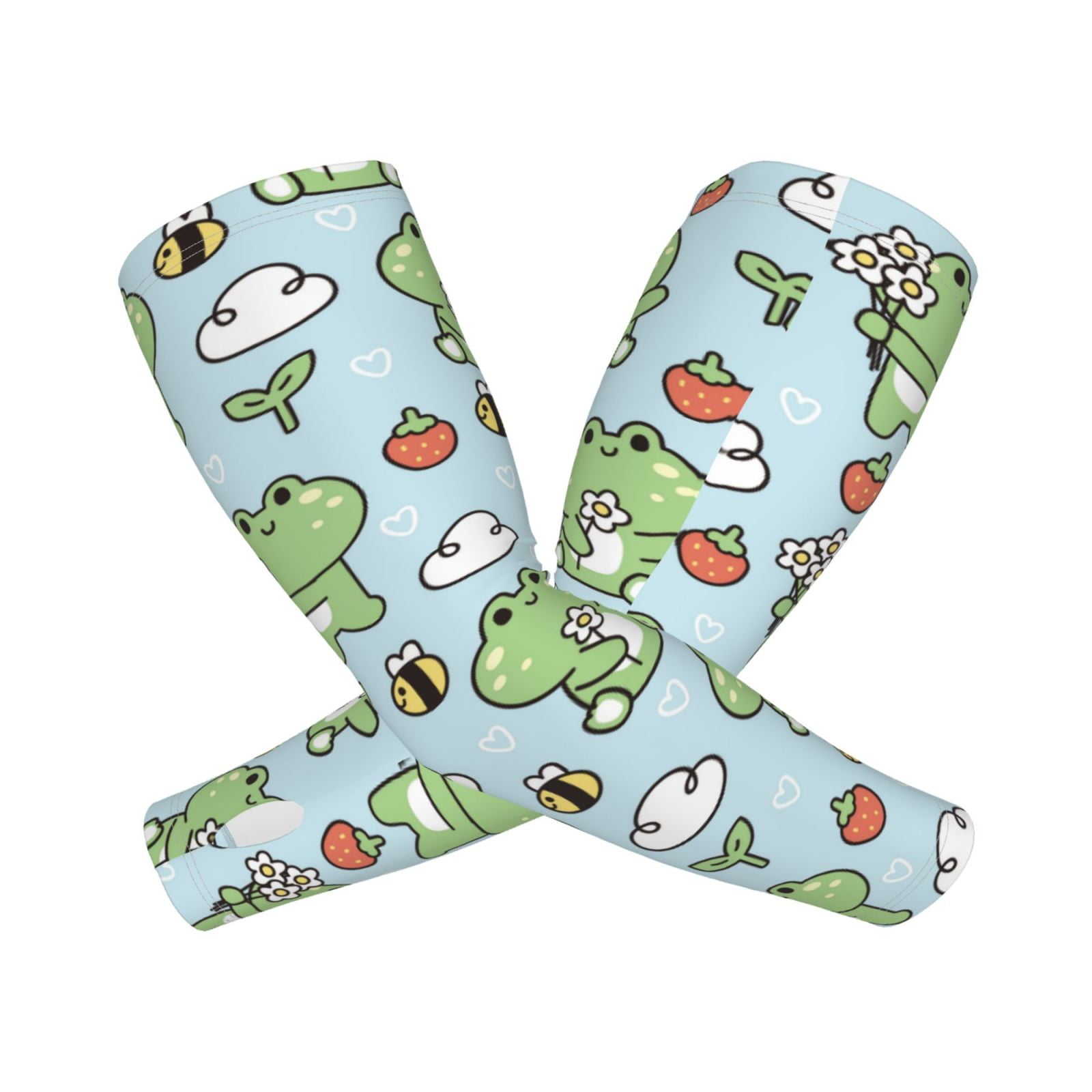 Goofa Cute Floral Frog Pattern UV Sun Protection Arm Sleeves, UPF 50 ...