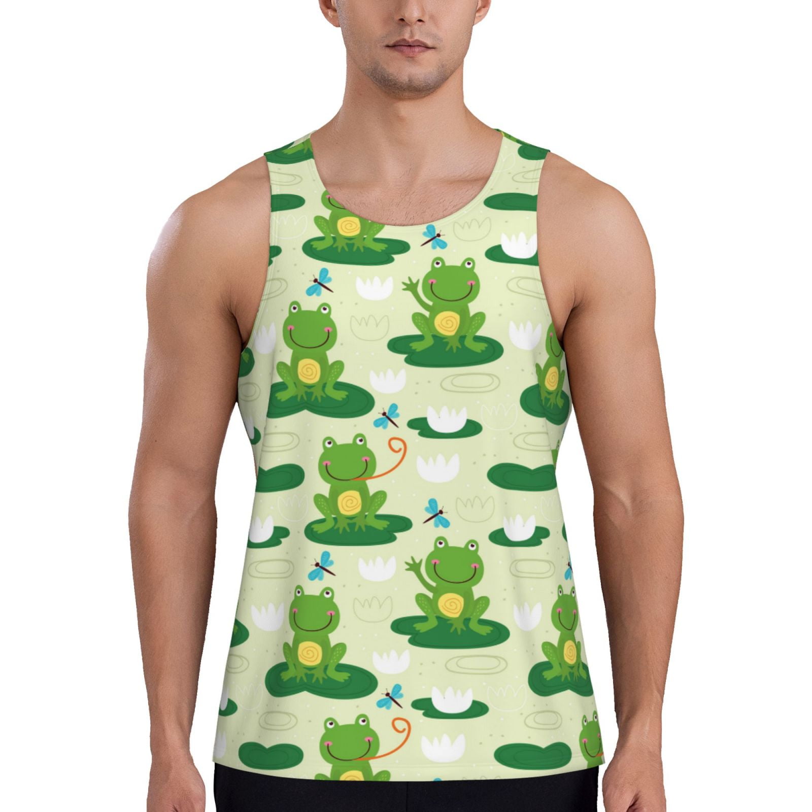 Goofa Cute Frog1 Pattern Men's Workout Tank Top Slim-Fit Tank Quick Dry ...