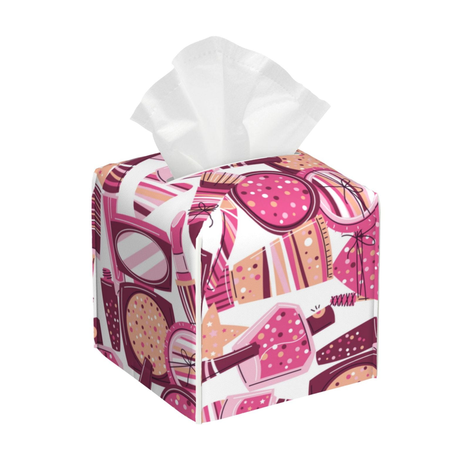 Goofa Cute Girl Pink Tissue Box Cover PVC Leather Tissue Holder Square ...